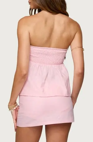 EDIKTED Strapless Linen And Cotton Top - Light-pink