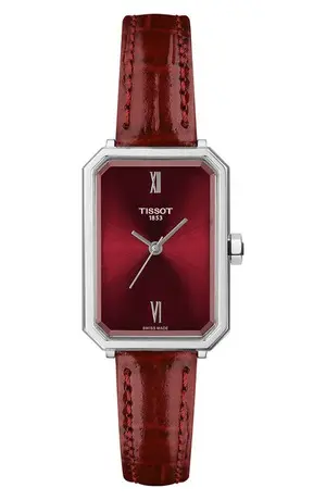 TISSOT Leather Strap Watch - Red