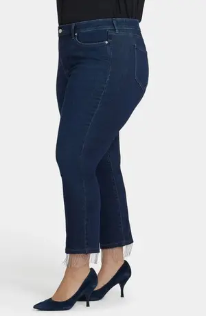 NYDJ Marilyn Beaded Fringe Ankle Straight Leg Jeans