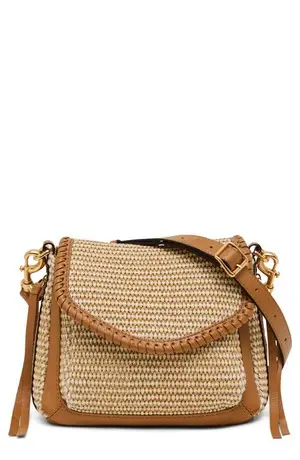 AIMEE All For Love Leather Crossbody Bag - Raffia Latte