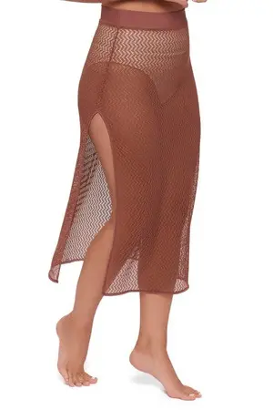 S3 APPAREL Side Slit Crochet Skirt - Latte