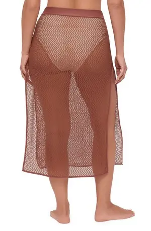 S3 APPAREL Side Slit Crochet Skirt - Latte