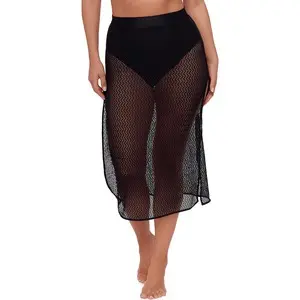S3 APPAREL Side Slit Crochet Skirt - Onyx Black