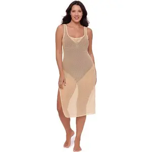 S3 APPAREL Front Slit Crochet Cover-up Dress - Pearl