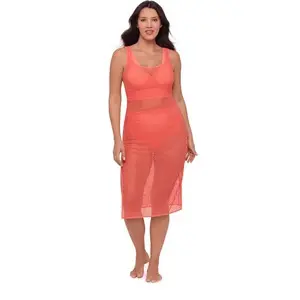 S3 APPAREL Front Slit Crochet Cover-up Dress - Watermelon
