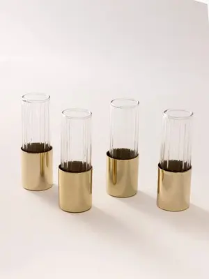 FLECK Fluted Glass Bud Vasesset Of 4 - Brass