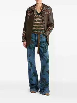 Etro Paisley-embroidered Leather Jacket