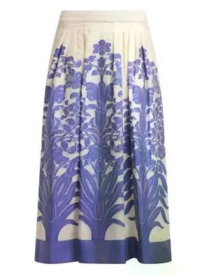 Etro Jacquard-floral Pleated Midi Skirt - Neutrals