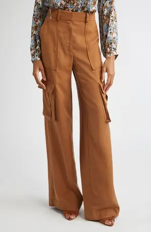 Veronica Beard Saul Wide Leg Cargo Pants - Whisky