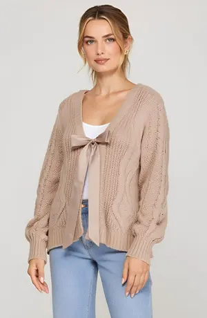 MODENAIRE Cable Knit Cardigan With Tie-front