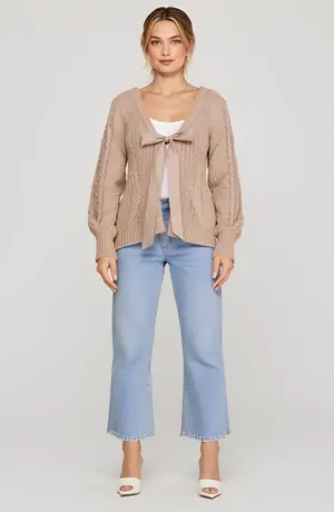MODENAIRE Cable Knit Cardigan With Tie-front