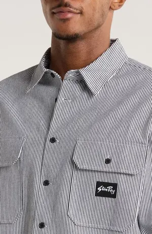 STAN RAY Utility Stripe Oversize Button-up Shirt