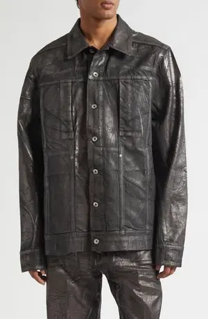 Rick Owens Lido Worker Coated Denim Jacket