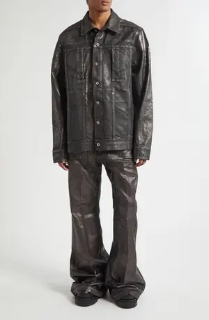 Rick Owens Lido Worker Coated Denim Jacket