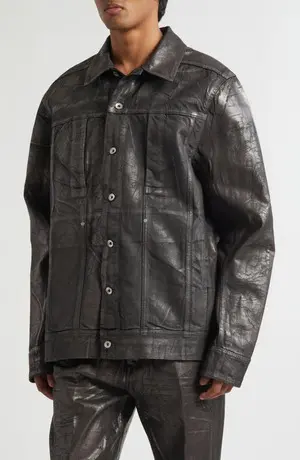 Rick Owens Lido Worker Coated Denim Jacket