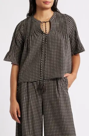 Bobeau Dot Print Blouse