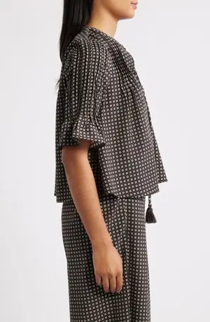 Bobeau Dot Print Blouse