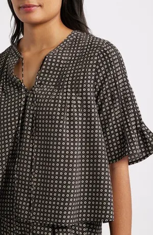 Bobeau Dot Print Blouse