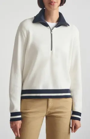 Brooklyn Industries Striped Half-zip Collared Sweater