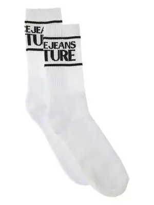 Versace Logo-detail Ribbed Socks - White