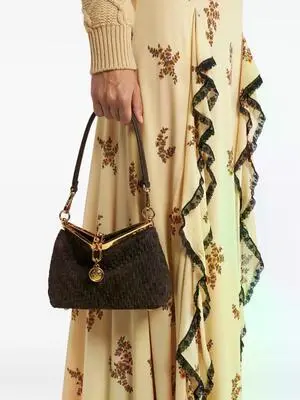 Etro Woven Suede Shoulder Bag - Brown