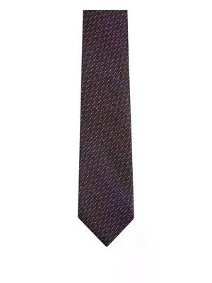 Zegna Geometric-pattern Pointed Tip Tie - Red