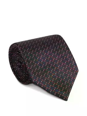 Zegna Geometric-pattern Pointed Tip Tie - Red