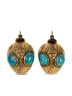 Etro Floral-etched Opal Earrings - Gold