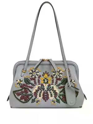 Etro Small Leather Bag With Embroidery - Grey