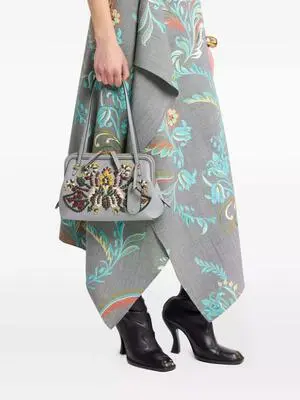 Etro Small Leather Bag With Embroidery - Grey