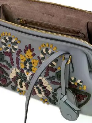 Etro Small Leather Bag With Embroidery - Grey