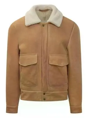 SALVATORE SANTORO Shearling Collar Leather Jacket
