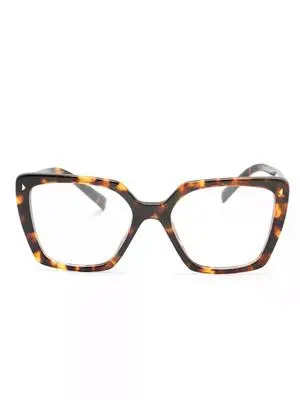 Prada Square-frame Tortoiseshell-effect Eyeglasses - Brown