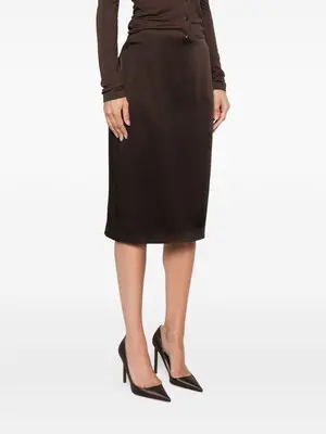 TOM FORD Satin Midi Skirt - Brown