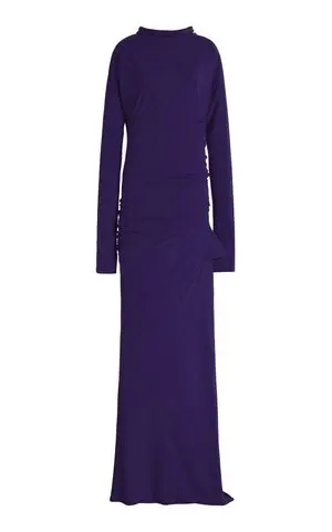 COLLEEN ALLEN Twist Gathered Maxi Dress - Purple