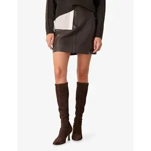 Whistles A-line High-rise Leather Mini Skirt - Brown