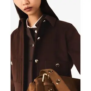 Maje Short Wool-blend Coat With Removable Collar