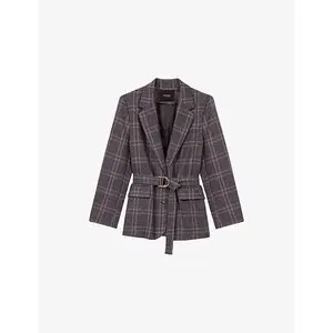 Maje Belted Check Blazer