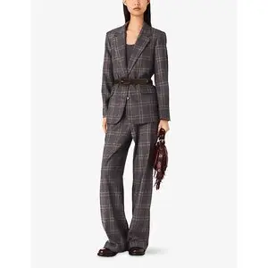 Maje Belted Check Blazer