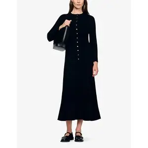 Sandro Round-neck Button-down Maxi Dress