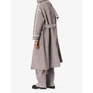 Maje Integrated-scarf Double-faced Wool-blend Coat