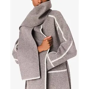 Maje Integrated-scarf Double-faced Wool-blend Coat