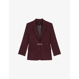 Maje Belted Single-breasted Stretch Wool-blend Blazer