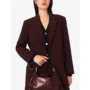 Maje Belted Single-breasted Stretch Wool-blend Blazer