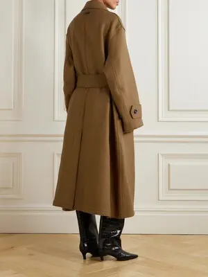 AMI Paris Belted Wool-gabardine Coat