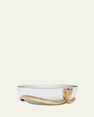 L'Objet Deco Leaves Medium Bowl - White/gold