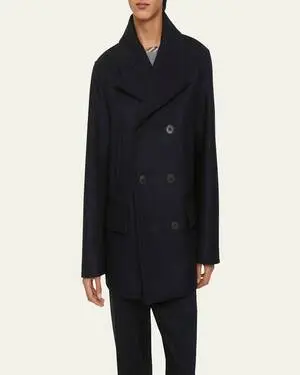 Burberry Wool Check-undercollar Pea Coat