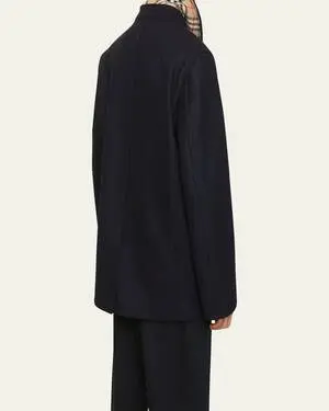 Burberry Wool Check-undercollar Pea Coat