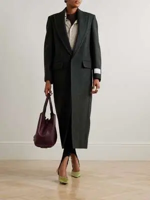 Victoria Beckham Mélange Wool Coat - Dark Green
