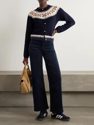 FRAME Le Slim Palazzo Cotton-blend Wide-leg Pants - Blue